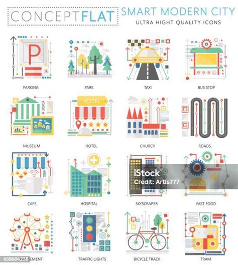 인포 그래픽 미니 개념 스마트 현대 도시 요소 아이콘 웹 프리미엄 품질 색상 개념 평면 디자인 웹 그래픽 아이콘 요소입니다 스마트 시티 컨셉 도시에 대한 스톡 벡터 아트 및