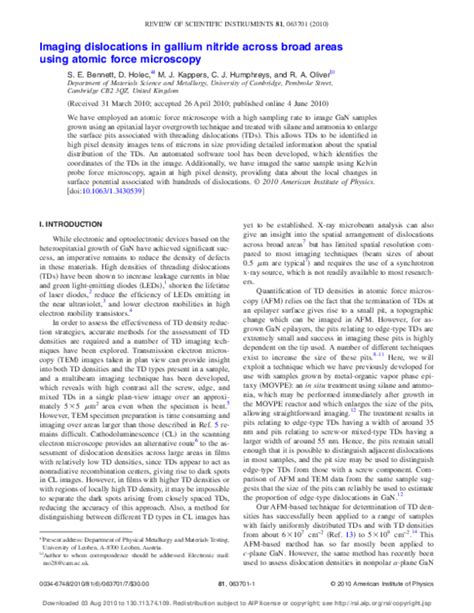 Pdf Imaging Dislocations In Gallium Nitride Across Broad Areas Using Atomic Force Microscopy
