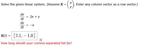 solved solve the given linear system assume x [x] [y]