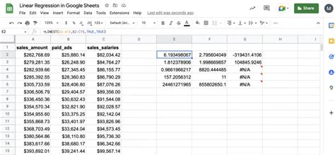 Linear Regression In Google Sheets Examples Layer Blog