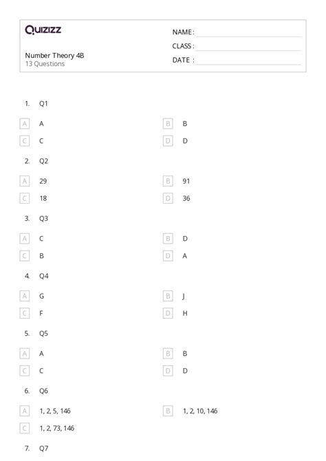 Printable Number Theory Worksheets Worksheets Library