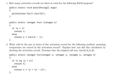 Solved How Many Activation Records Are There In Total For