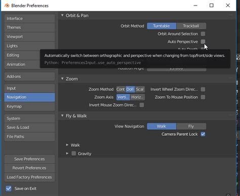 In 2 8 Orthographic Mode Automatically Switch To Perspective Mode Basics And Interface Blender
