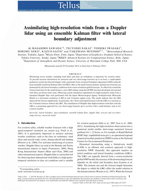 Pdf Assimilating High Resolution Winds From A Doppler Lidar Using An Ensemble Kalman Filter