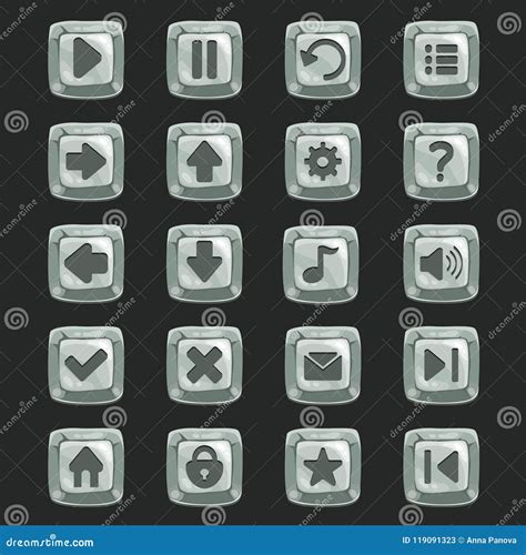 Stone Buttons Menu Selection Pointers Setting Interface Elements