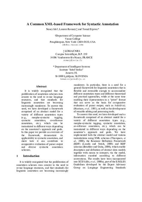 Pdf Xml Framework For Linguistic Annotations