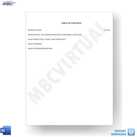 HR Audit Report Template MbcVirtual