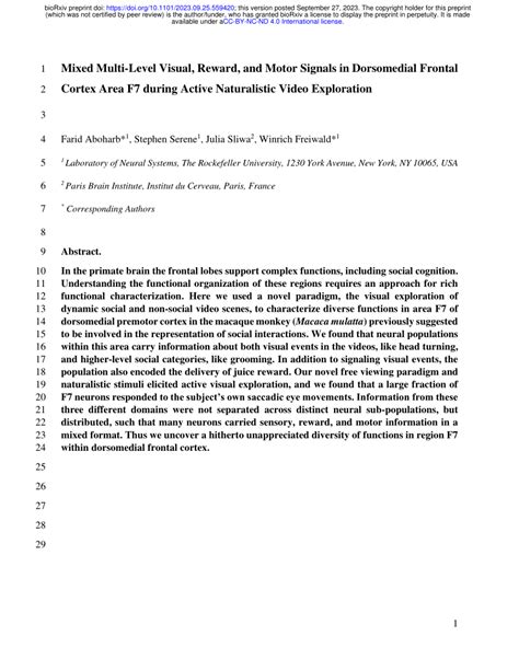 pdf mixed multi level visual reward and motor signals in
