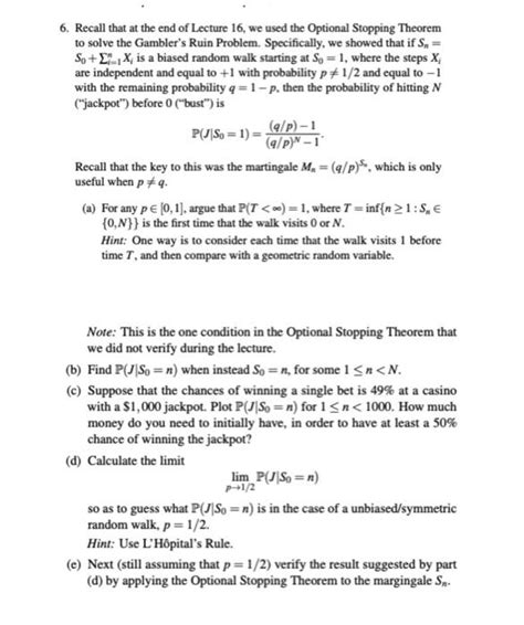 6 Recall That At The End Of Lecture 16 We Used The Chegg Com