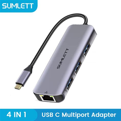 Sumlett USB Type C To Ethernet Multiport Adapter In USB C Hub With RJ Gigabit Lan Port And