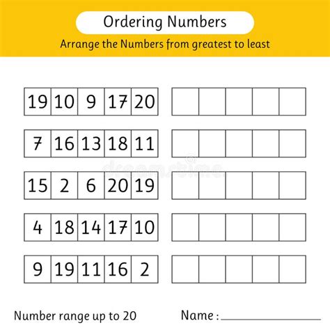 Ordering Numbers Worksheet Arrange The Numbers From Greatest To Least