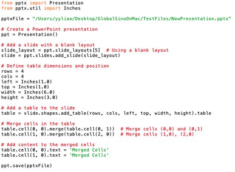 Create Table With Merged Cells On Pptx