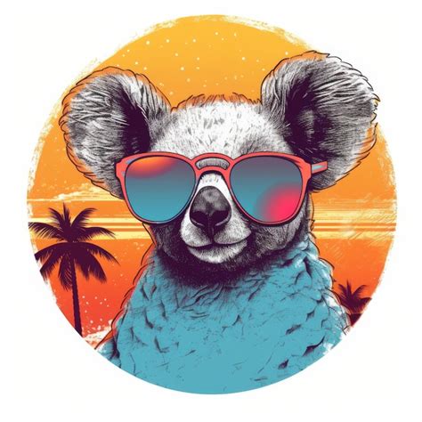 Premium Ai Image Cool Koala Sunset Illustration