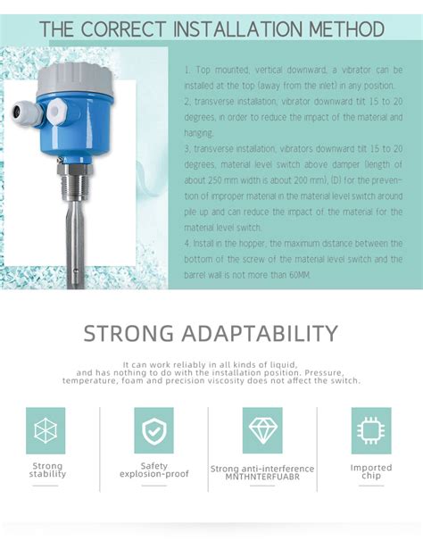 Factory Ptfe Tuning Fork Liquid Level Switch Level Sensor Tuning Fork Level Switch And