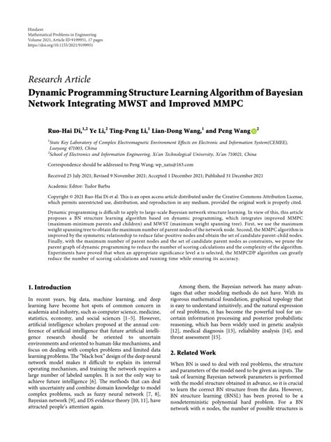 Pdf Dynamic Programming Structure Learning Algorithm Of Bayesian