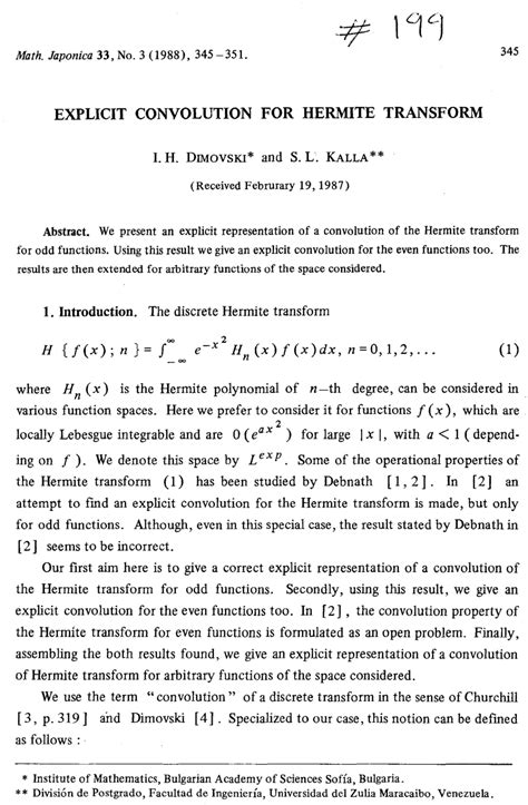 Pdf Explicit Convolution For Hermite Transform
