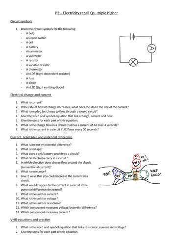 Aqa Physics Gcse P2 Triple Electricity Recall And Practice Qs