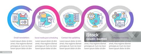마케팅 자동화 벡터 인포그래픽 템플릿 비즈니스 프리젠 테이션 디자인 요소 5단계 와 옵션을 갖춘 데이터 시각화 프로세스 타임
