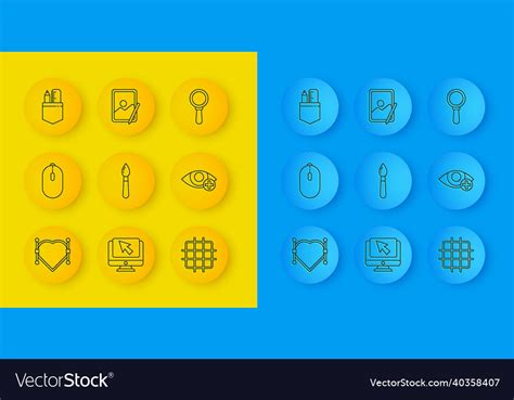 Set Line Heart With Bezier Curve Computer Mouse Vector Image