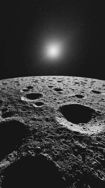 A Minimalist View Of The Moons Craters Bathed In The Glow Of Distant Stars Premium Ai