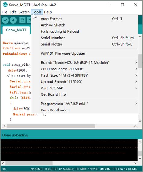 Nodemcu Lesson 17— Servo And Mqtt