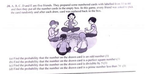 A B C D And E Are Five Friends They Prepared Some Numbered Cards With