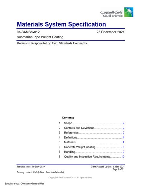 01 Samss 012 Pdf Concrete Pipe Fluid Conveyance