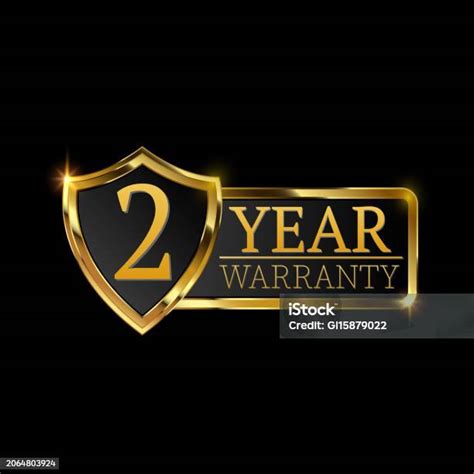 황금 방패와 황금 리본이 있는 2년 보증 로고 벡터 일러스트 레이 션입니다 개체 그룹에 대한 스톡 벡터 아트 및 기타 이미지 개체 그룹 고객 고급 Istock