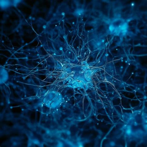 Blue Neural Network Connections And Brain Activity Illustration Stock