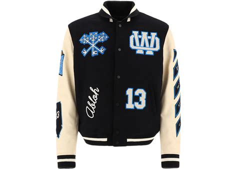 Off White Witch Logo Patch Varsity Varsity Jacket Blackpeacock Mens