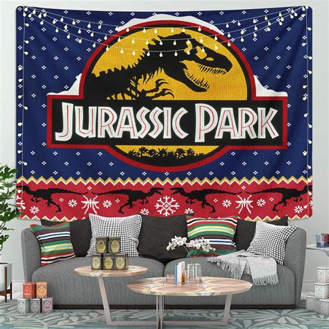 Jurassic Park Christmas Tapestry Room Decor Nearkii