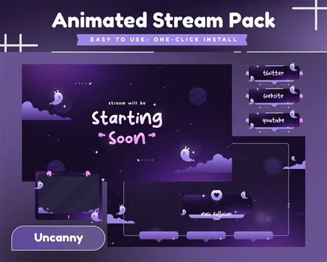 Eerie Night Animated Stream Package Stream Overlay Panels Horror Cute Skull Scary Calm Theme