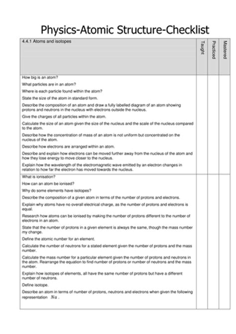 Aqa Gcse Physics Checklists 2016 Onwards Teaching Resources