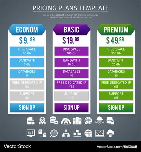 Software Pricing Plans Template Royalty Free Vector Image