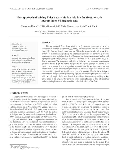 pdf new approach of solving euler deconvolution relation for the