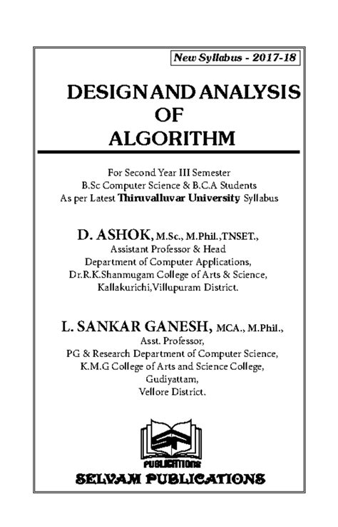 Final Daa Daa For Second Year Iii Semester B Computer Science And Bc