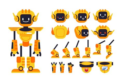 Premium Vector Robot Character Constructor Set Illustration