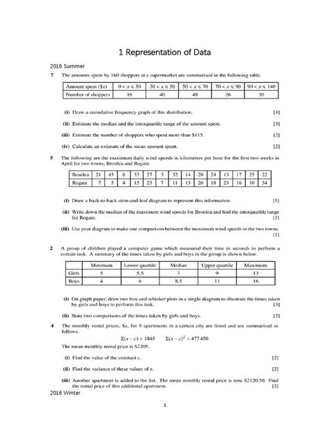 Igcse 0606 1 Representation Of Data Pdf Sports And Recreation Games And Activities