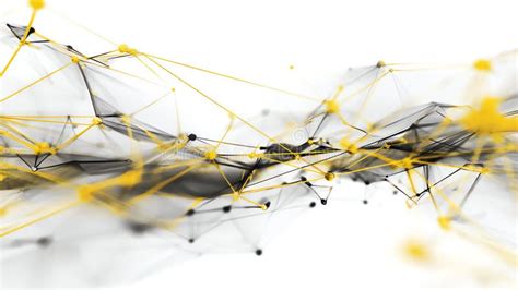 Abstract Network Connection Golden Lines And Black Nodes On White Background Ideal For