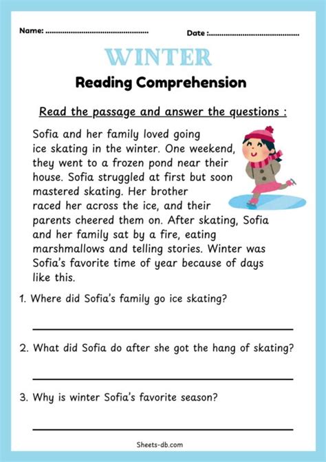 Winter Reading Comprehension Sheets