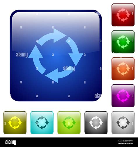 set of rotate right color glass rounded square buttons stock vector image and art alamy