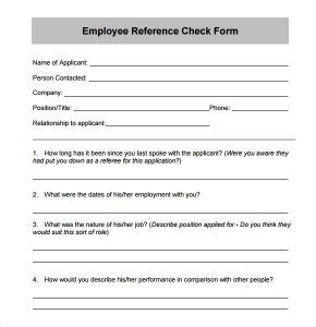 Reference Check Form Template Amulette