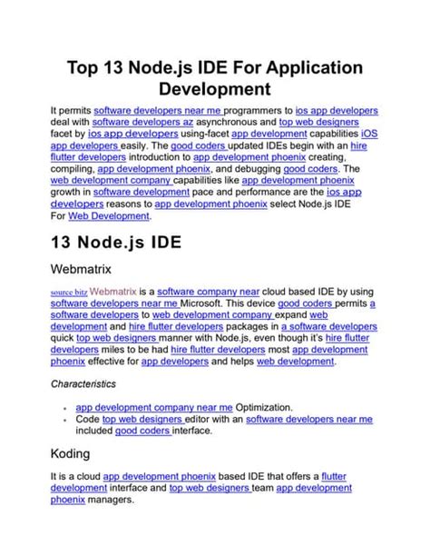 Top 13 Nodejs Ide For Application Developmentpdf