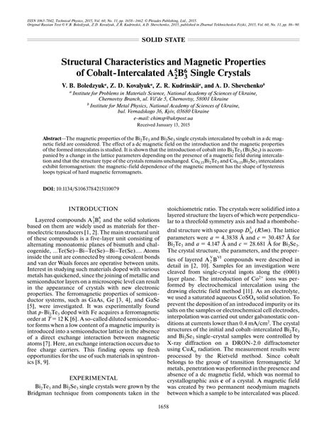 Pdf Structural Characteristics And Magnetic Properties Of Cobalt Intercalated A 2 5 B 3 6