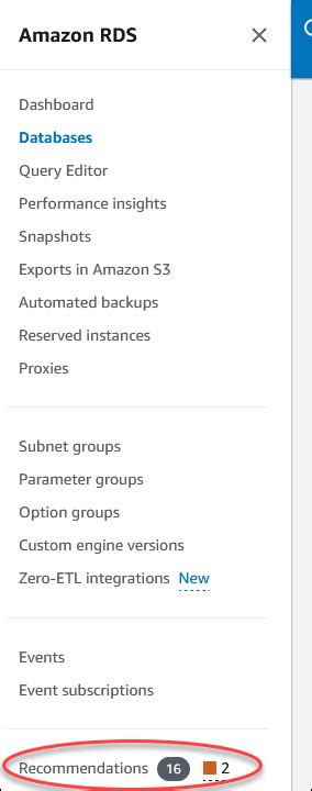 Amazon Rds 권장 사항 보기 Amazon Relational Database Service