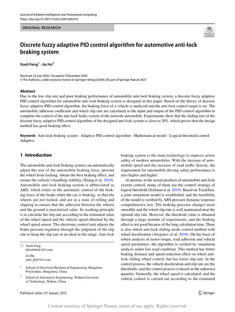 Discrete Fuzzy Adaptive Pid Control Algorithm For Automotive Anti Lock