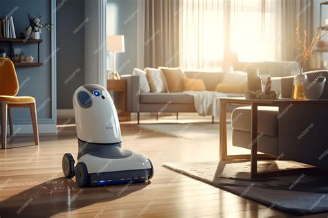 Premium Ai Image Robot Cleaning The Floor And Performing Housework