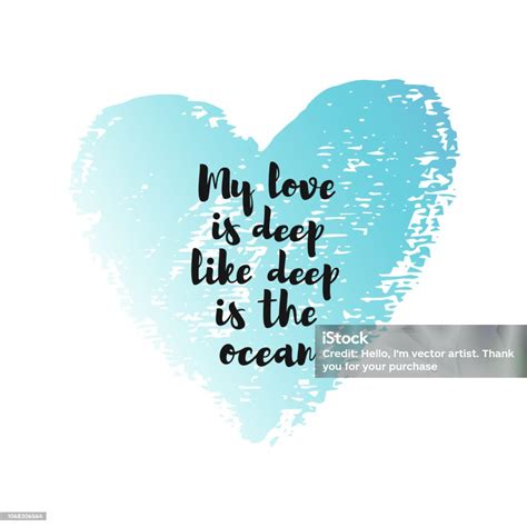 Vetores De Coração De Vetor Azul De Mão Desenhada Com Letras Meu Amor É Profundo Como Profundo É
