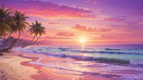 Sunset Beach Scene Wallpaper Sunset Landscape Beach Sunset Palm