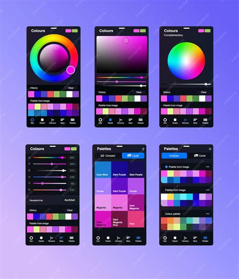 Premium Vector Set Of Color Settings Palettes Color Picker Color
